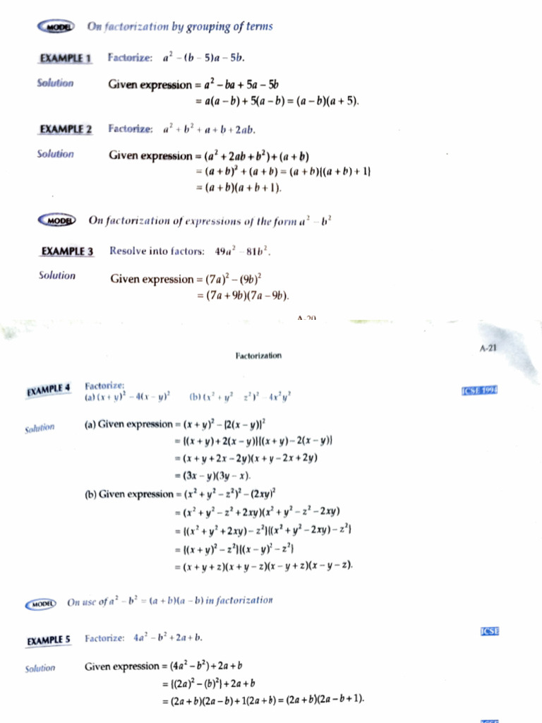 Factorisation Examples Misc Pdf Factorization Mathematical Objects