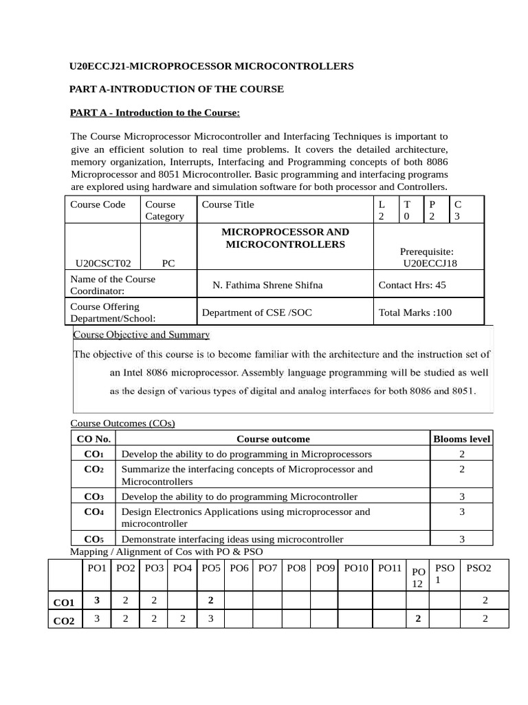 U20eccj21 Microprocessor Microcontrollers | PDF | Microcontroller ...