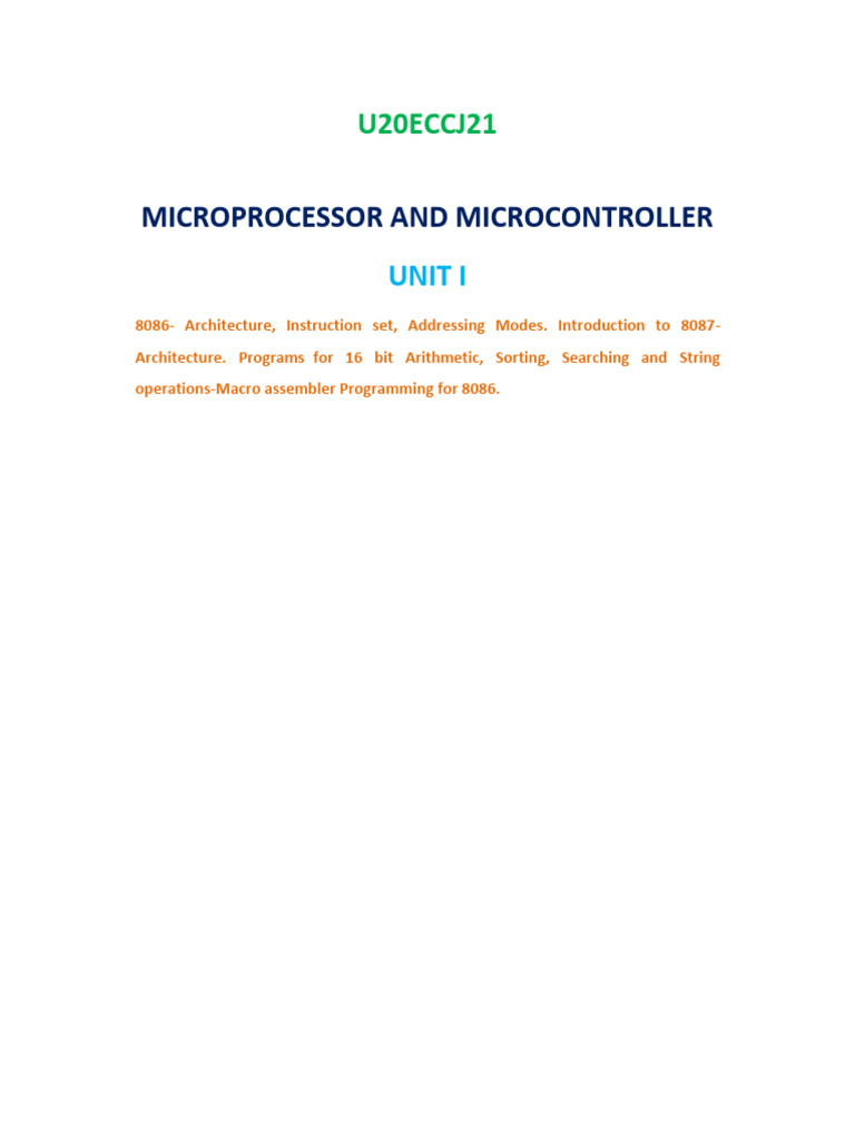 MPMC Unit I | PDF | Central Processing Unit | Assembly Language