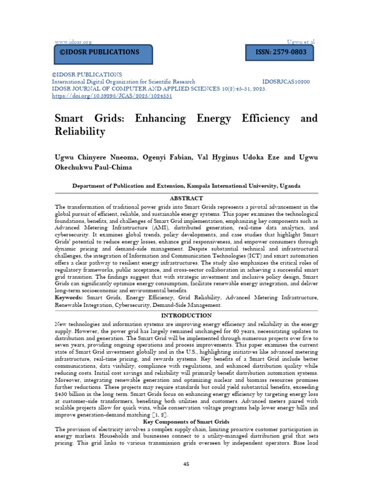 Smart Grids: Efficiency and Reliability Insights | PDF | Smart Grid ...