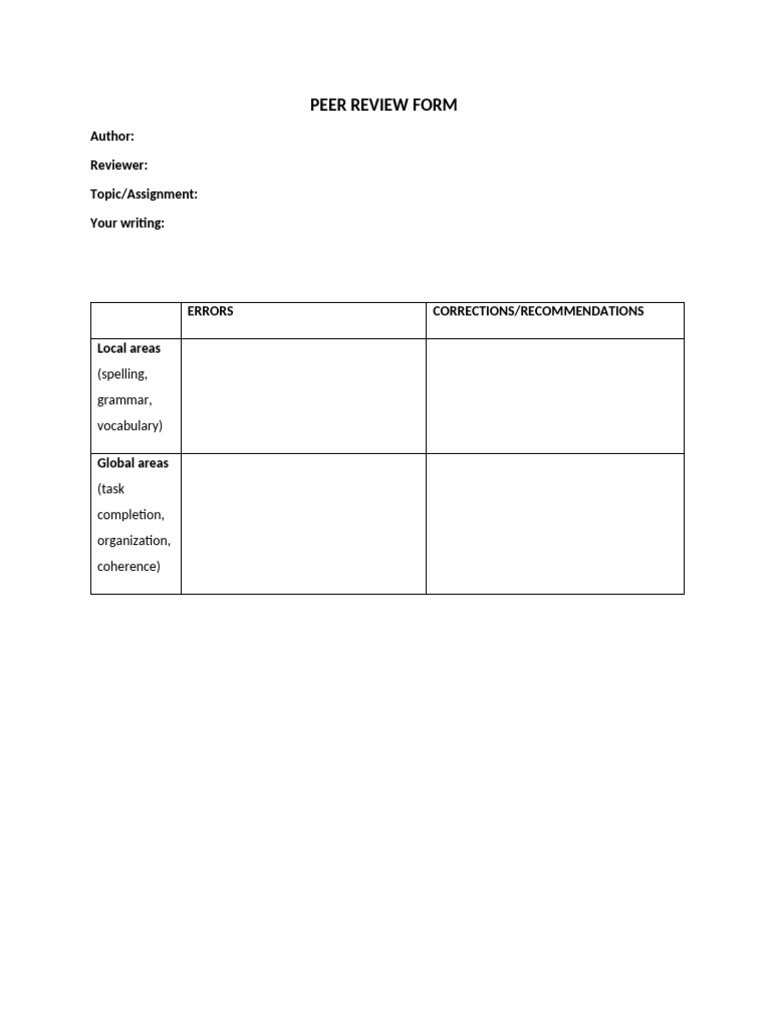 Peer Review Form | PDF