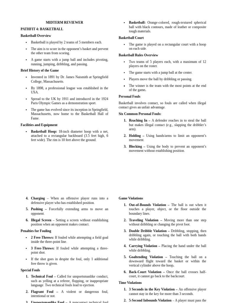 Midterm Reviewer (Pathfit) | PDF | Indoor Sports | Ball Games