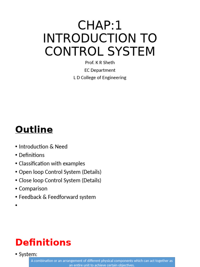 Chap - 1 - Introduction To Control System | PDF | Control Theory | Feedback