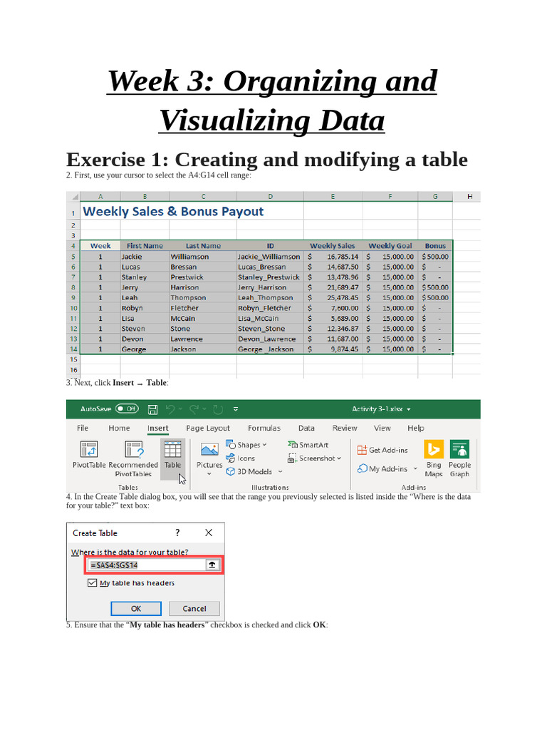 Week 3.organizing and Visualizing Data | PDF | Microsoft Excel ...