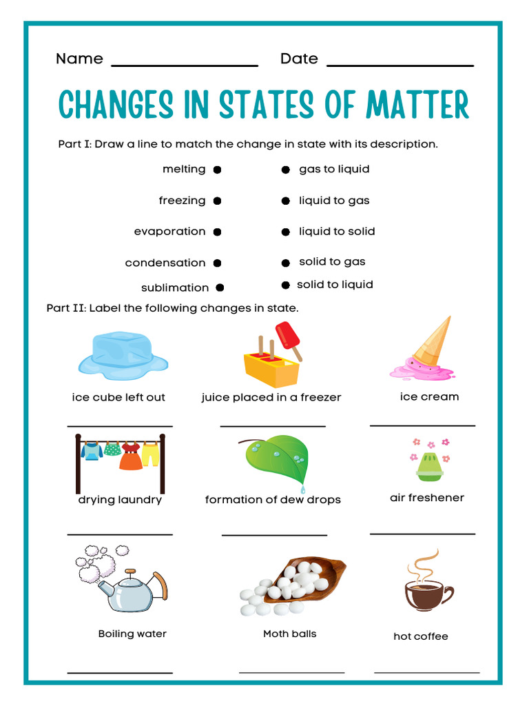 Fun Changes in States of Matter Science Worksheet | PDF