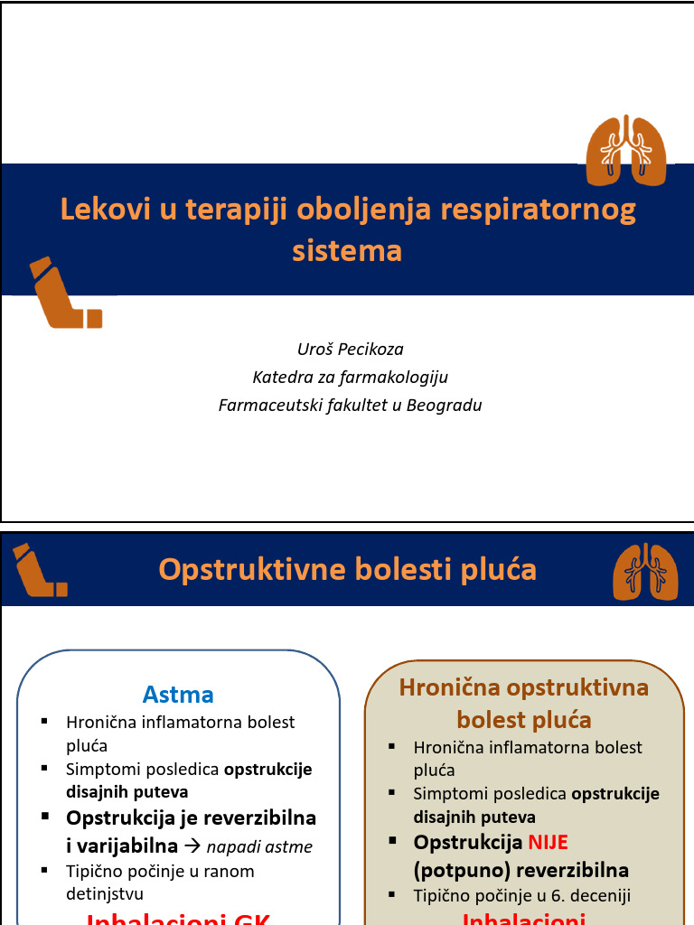 14.2. I 15. Lekovi U Terapiji Oboljenja Respiratornog Sistema - Doc ...
