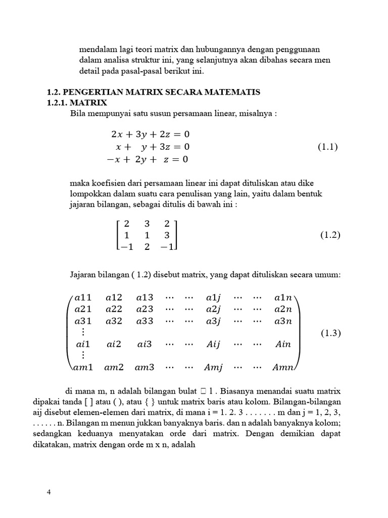 Pengertian dan Contoh Matrix Matematis | PDF