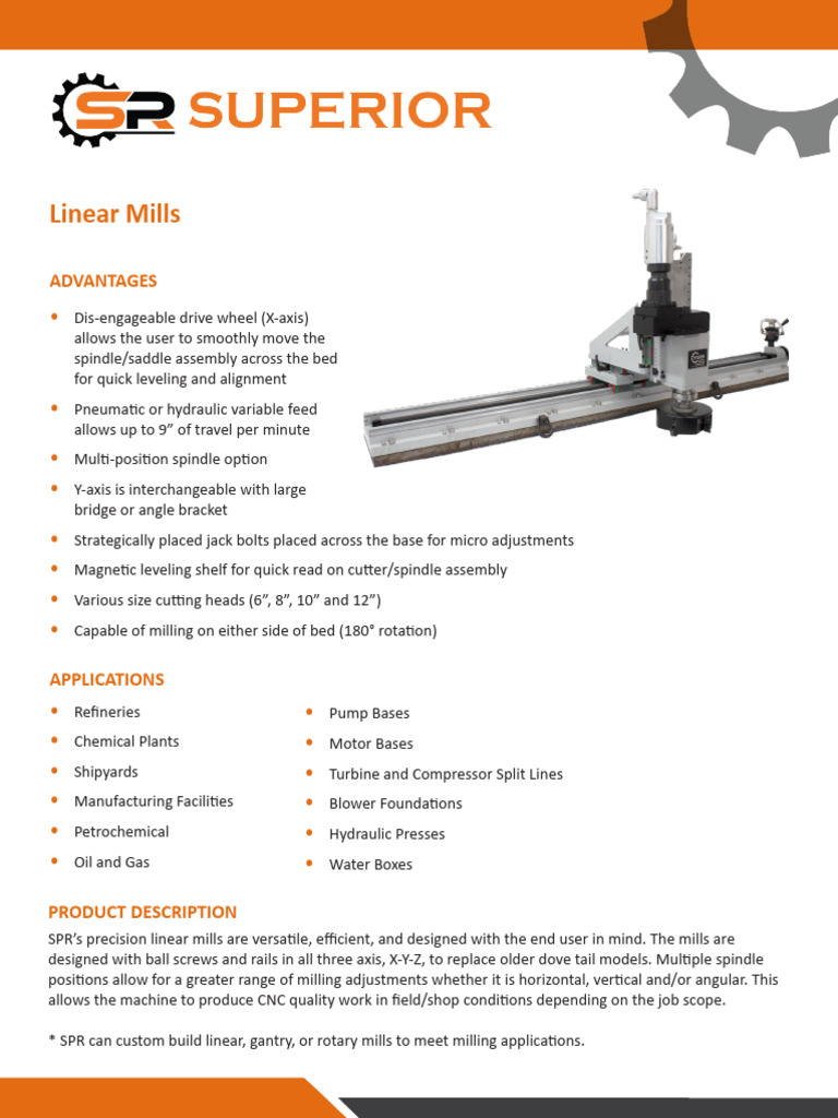 Linear Mill Specifications and Benefits | PDF | Tools | Manufactured Goods