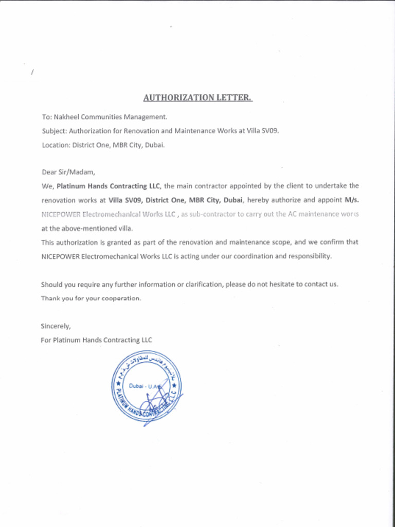 Authorize Letter | PDF