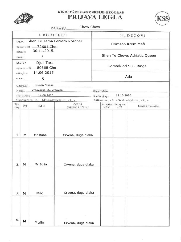 Prijava Legla 1 | PDF