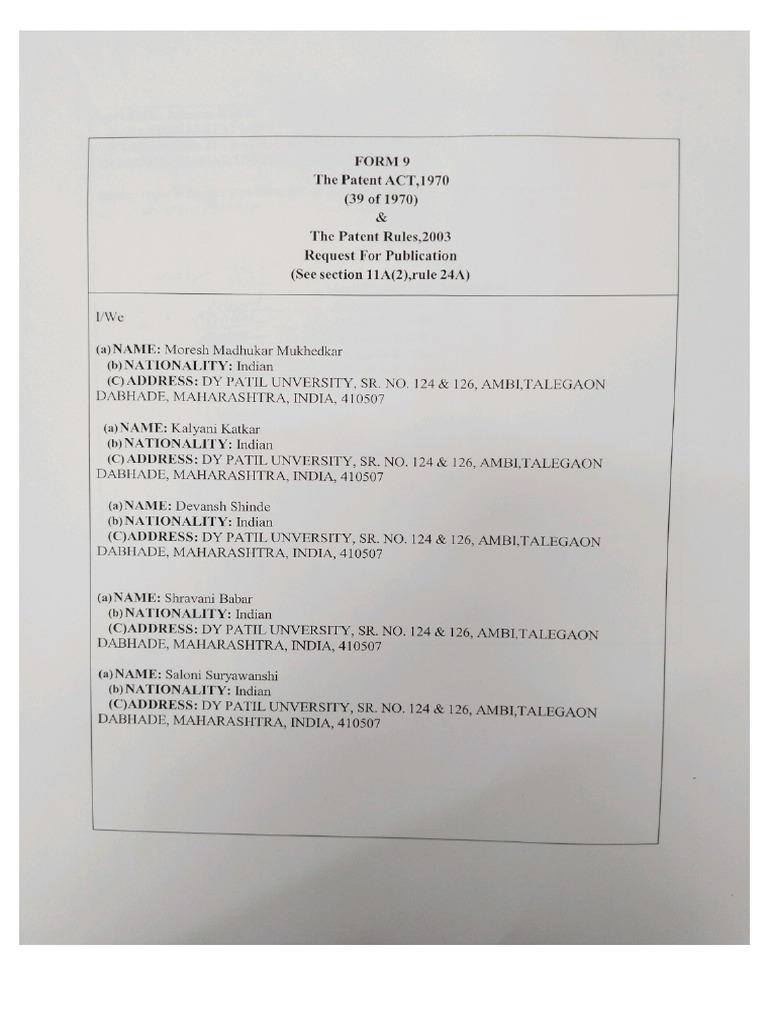 Form No. 9 Group No 101 | PDF
