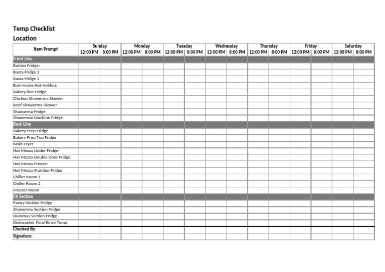 Temp Checklist | PDF