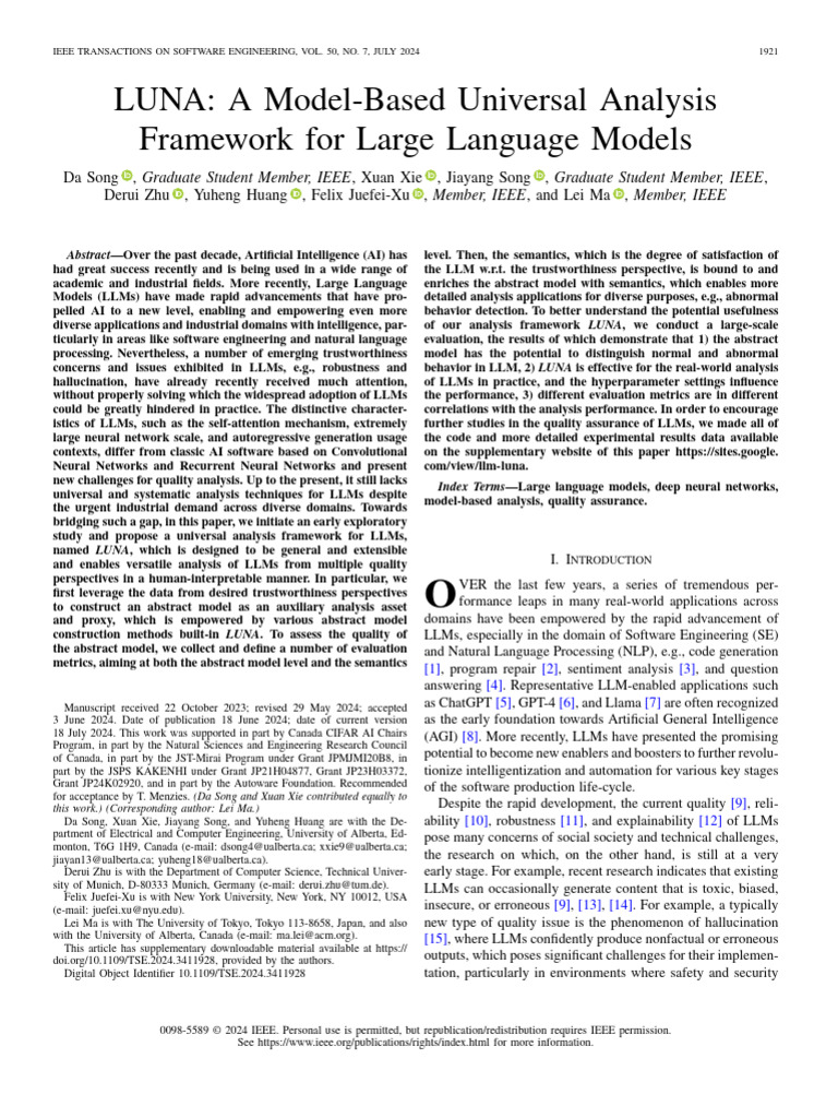 LUNA A Model-Based Universal Analysis Framework For Large Language ...