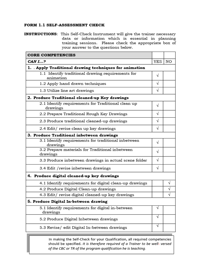 Animation Training Self-Assessment Tool | PDF