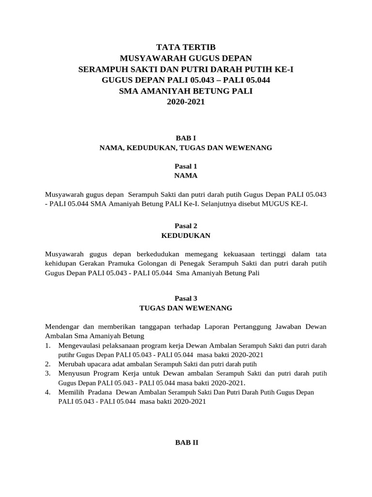 Tata Tertib Musyawarah Gugus Depan | PDF