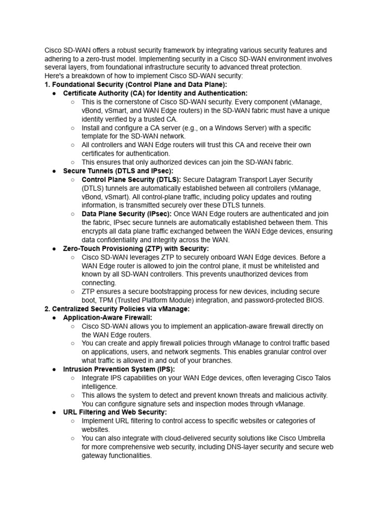 How To Implement Cisco Sdwan Security | PDF | Security | Computer Security