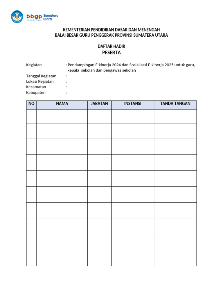 Format Absen Peserta | PDF