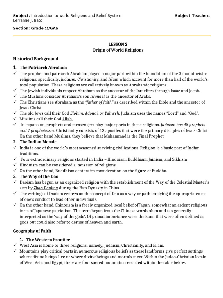 LESSON 2-Developing the Whole Person | PDF | Monotheism | Prophet
