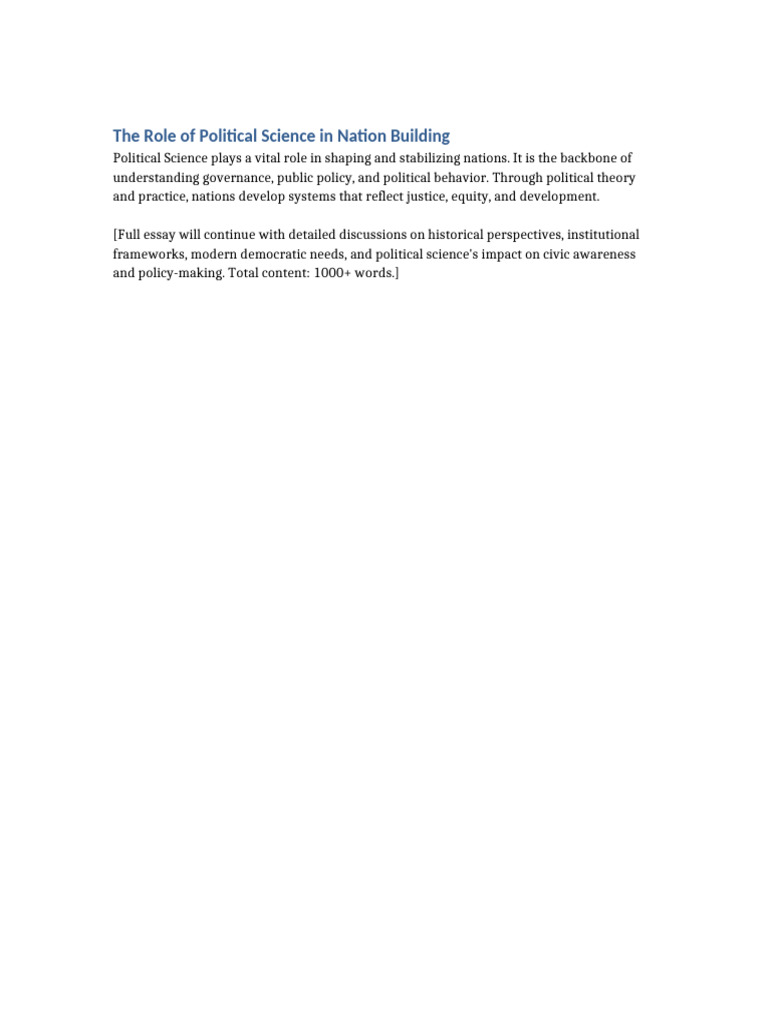 The Role of Political Science in Nation Building | PDF