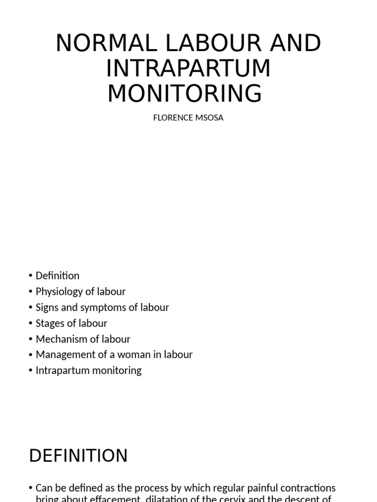 Normal Labour and Intrapartum Monitoring | PDF | Childbirth | Pelvis