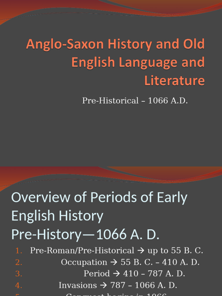 Anglo Saxon Old English History and Literature 1 | PDF | Anglo Saxons ...