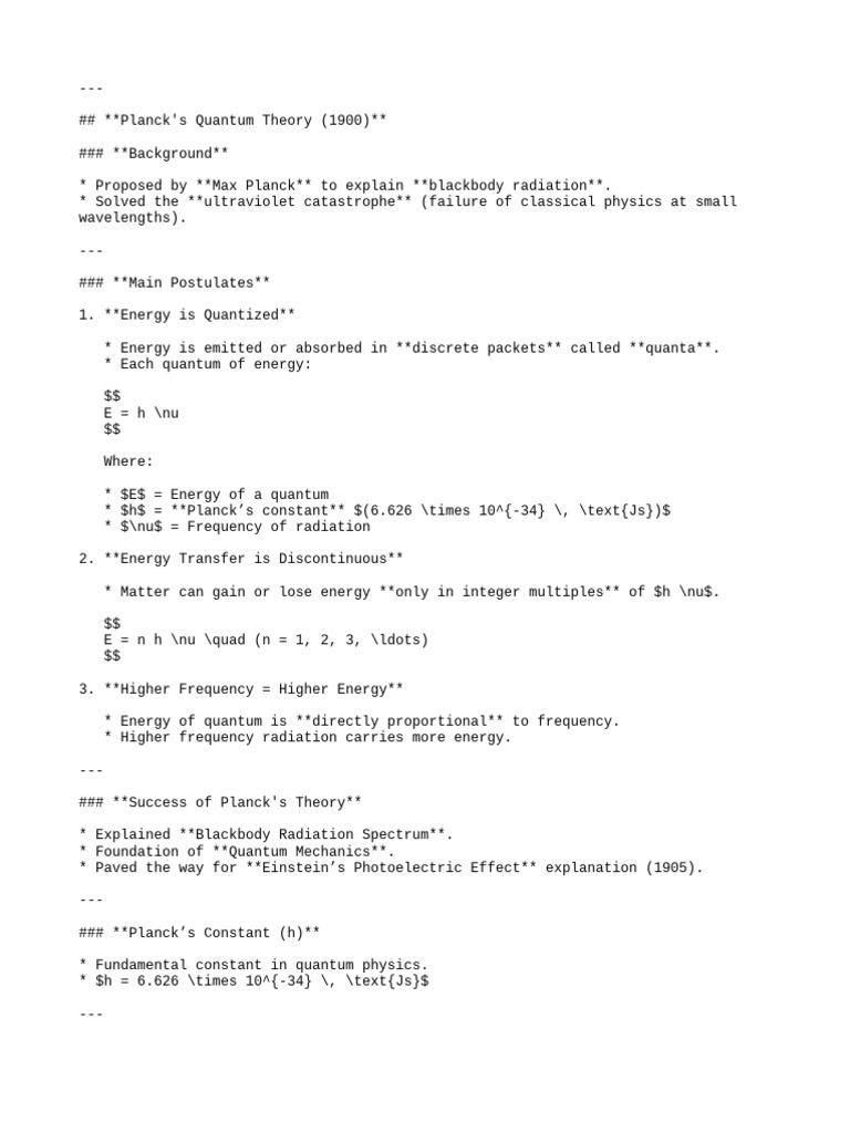 Planck's Quantum Theory | PDF