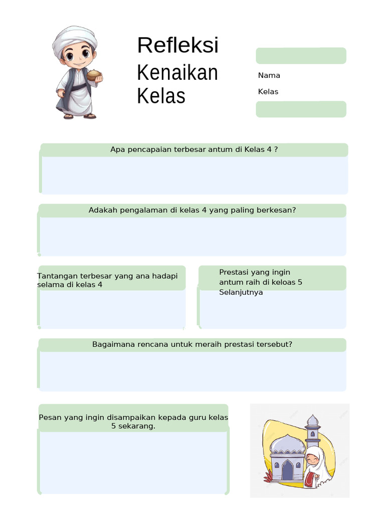 Refleksi Semester Lembar Kerja Hijau Ilustratif | PDF