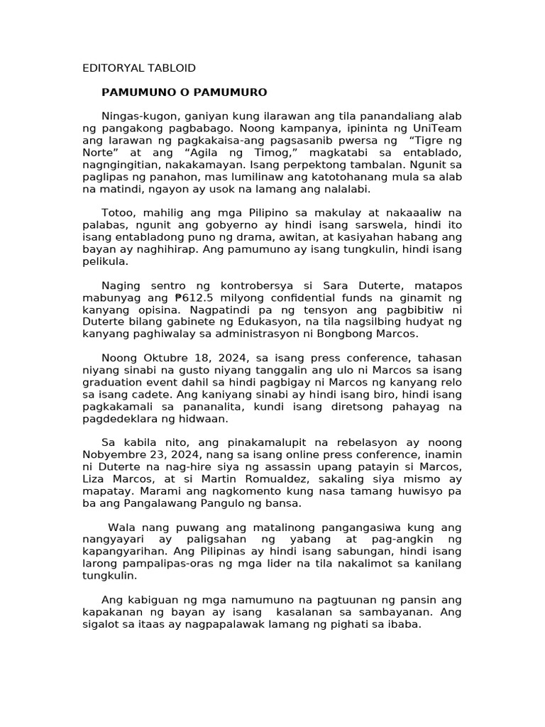 Editoryal Tabloid | PDF