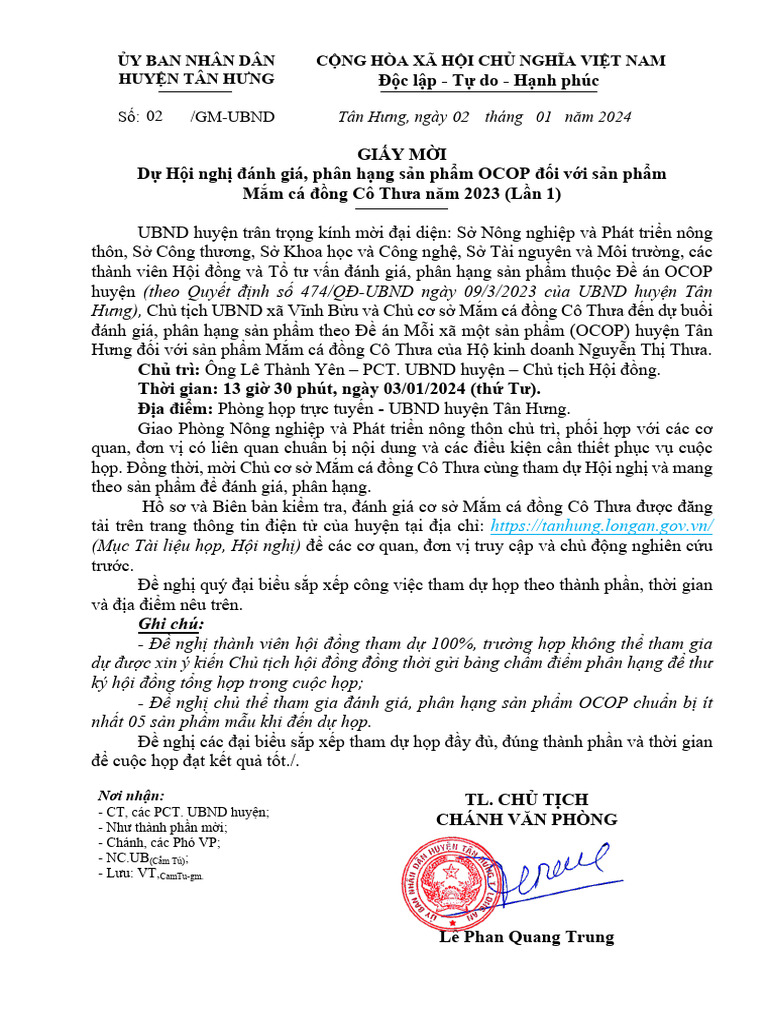02 - GM-UBND Mam CA Dong Co Thua 2023 (Lan 1) .Signed | PDF