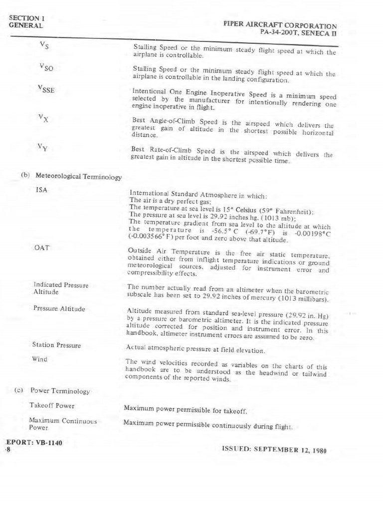 PA34 200T POH Definitions | PDF