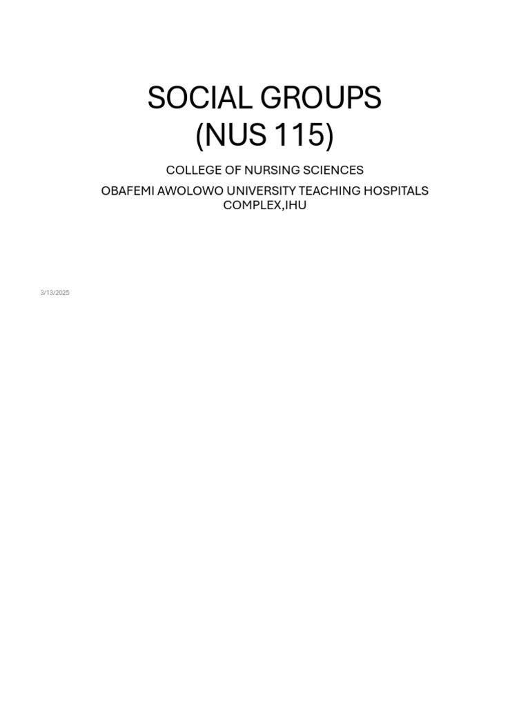 Social Groups - Sociology Nus 115 (Autosaved) | PDF | Social Group ...