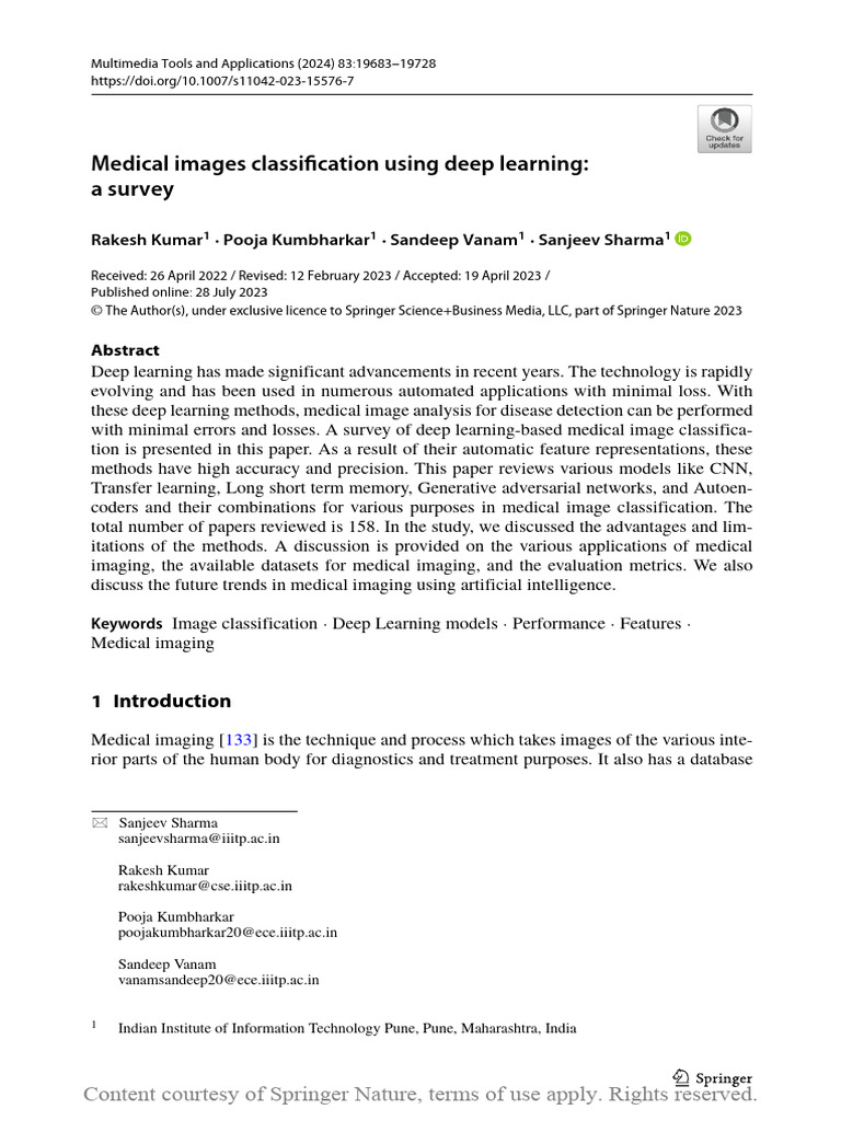 Medical Images Classification Using Deep Learning | PDF | Computational Neuroscience | Applied ...