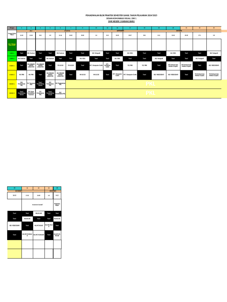 Jadwal Blok Praktek DKV 2025-2026 - Rev | PDF