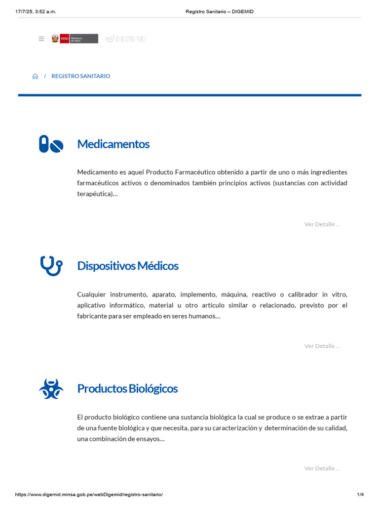 Registro Sanitario - DIGEMID | PDF | Dispositivo médico | Medicina