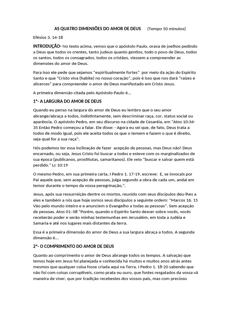 Quatro Dimensões do Amor de Deus | PDF | Amor | Jesus