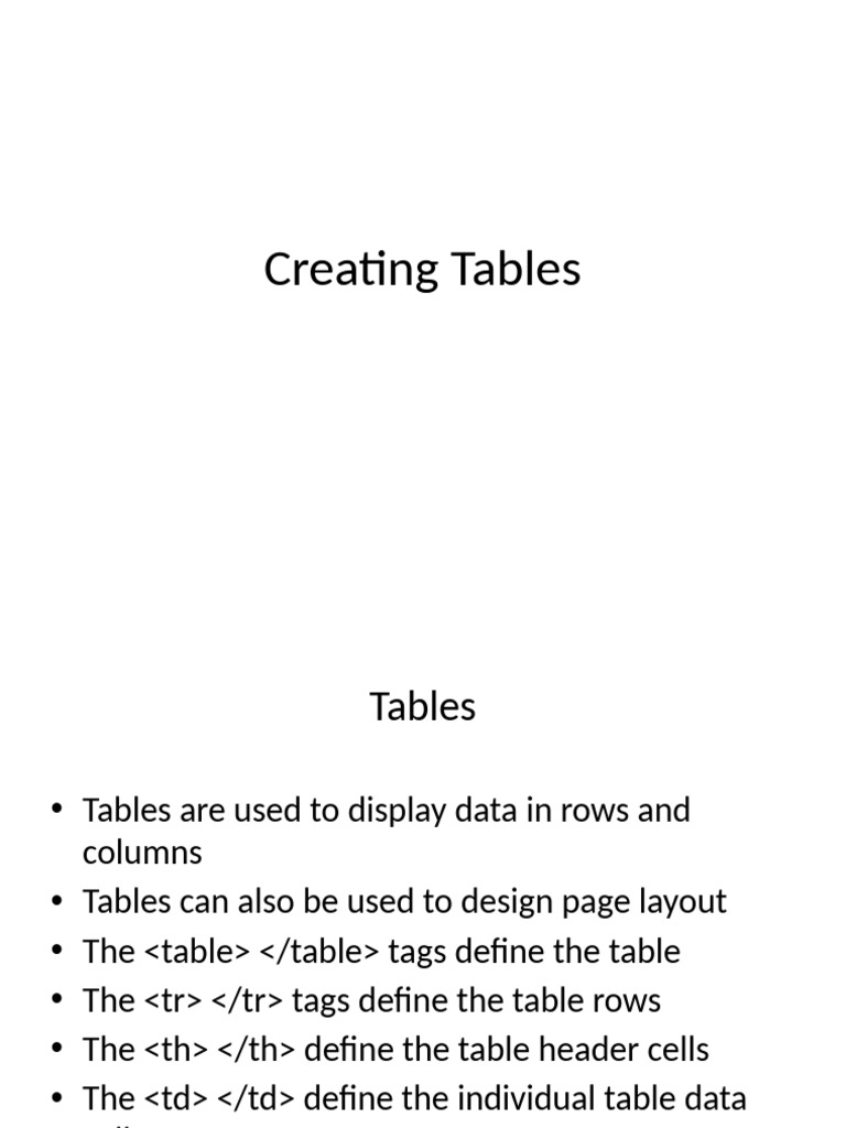 How to Create and Style Tables in HTML | PDF