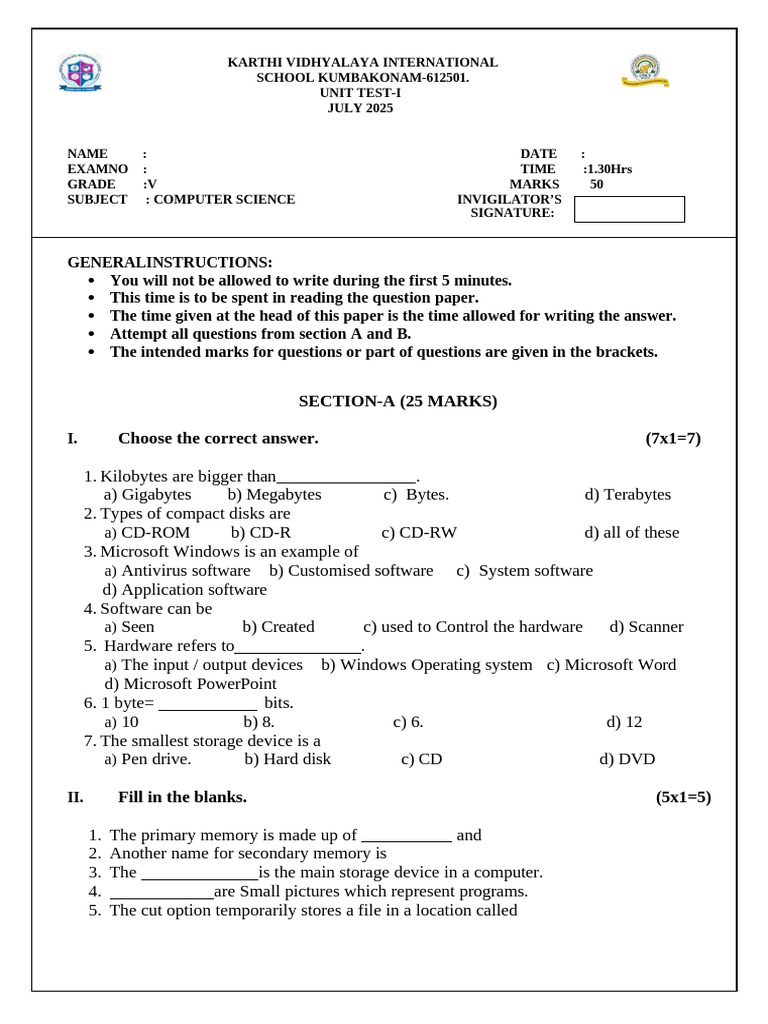 Grade-5 Comscience Unit 1 | PDF | Computer File | Computer Data Storage