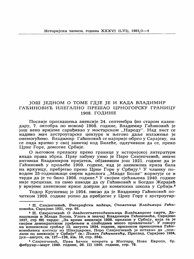 RADUSINOVIC Jos Jednom o Tome Gdje Je I Kada Vladimir Gacinovic | PDF