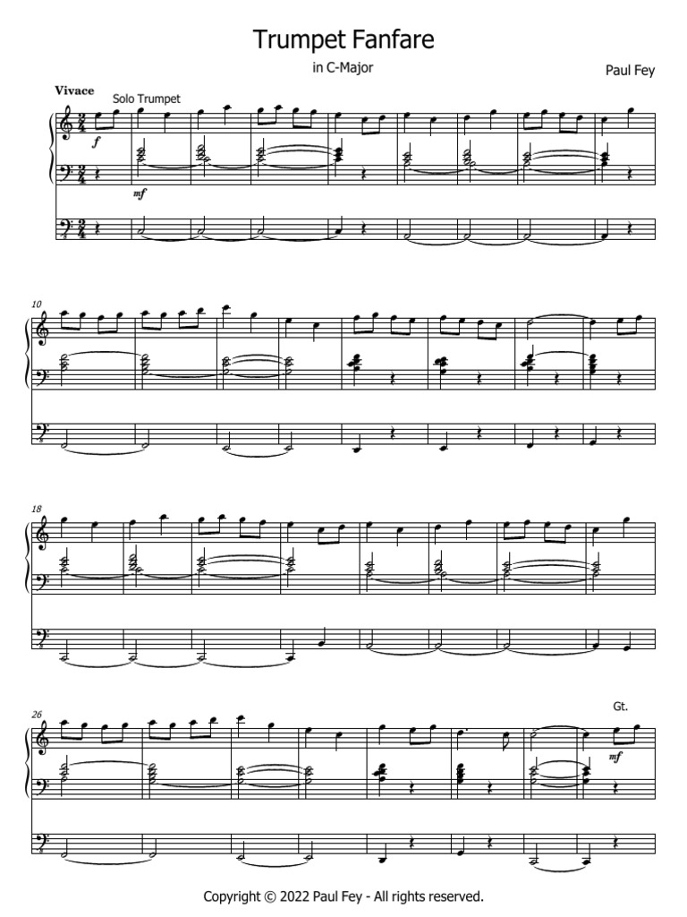 C-Major Trumpet Fanfare by Fey | PDF | All Rights Reserved