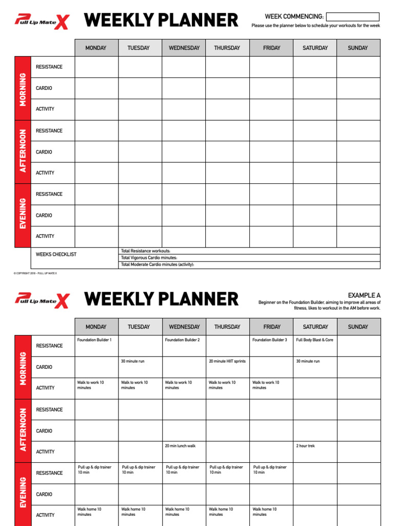 Men's Weekly Planner (Printable) | PDF | Aerobic Exercise | High ...