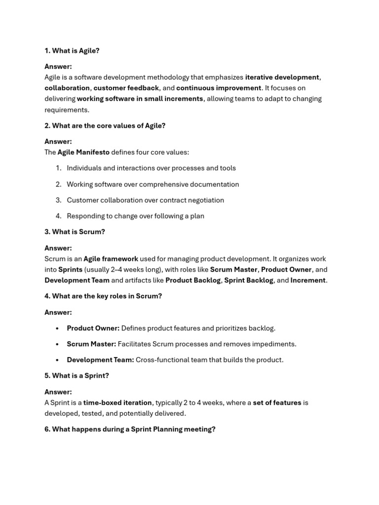 Agile Scrum - Interview Questions | PDF | Scrum (Software Development ...