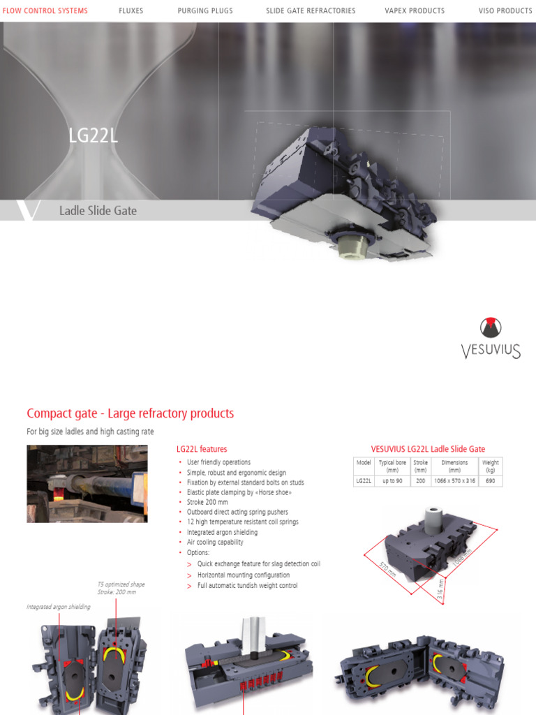 Vesuvius LG22L Ladle Slide Gate | PDF | Refractory | Mechanical Engineering