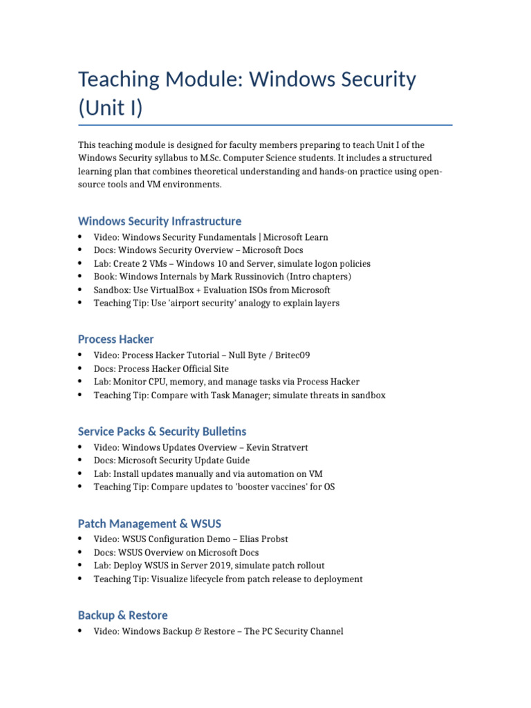 Windows_Security_Teaching_Module | PDF | Microsoft Windows | Virtual ...