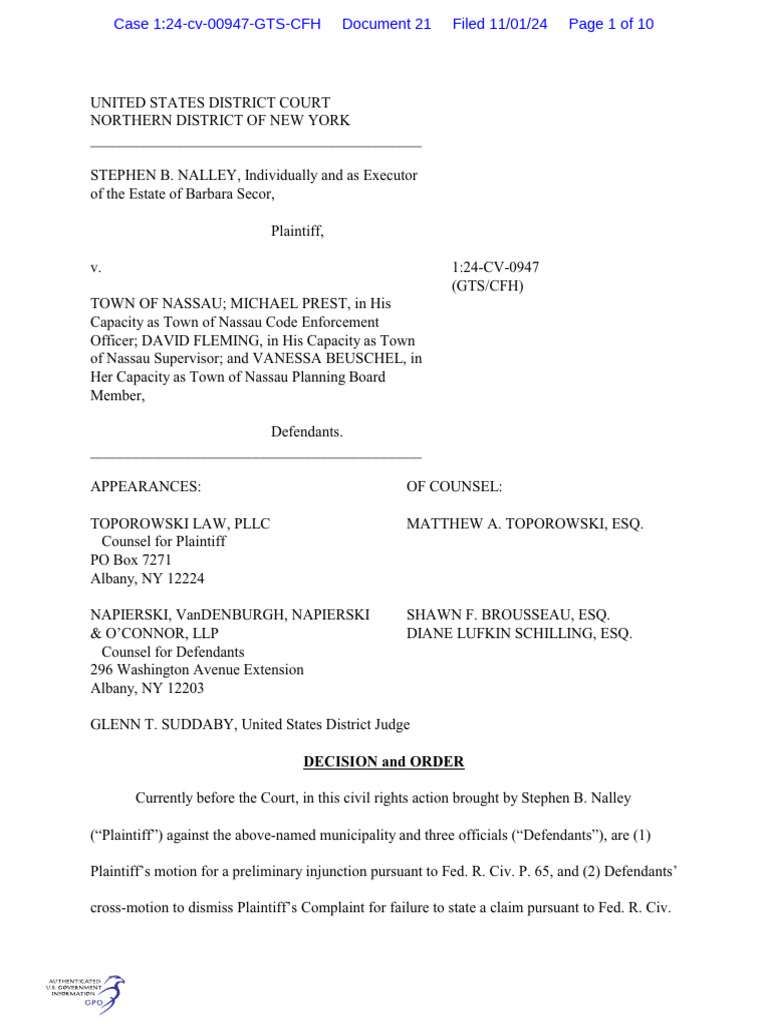 USCOURTS Nynd 1 - 24 CV 00947 0 | PDF | Lawsuit | Collateral Estoppel