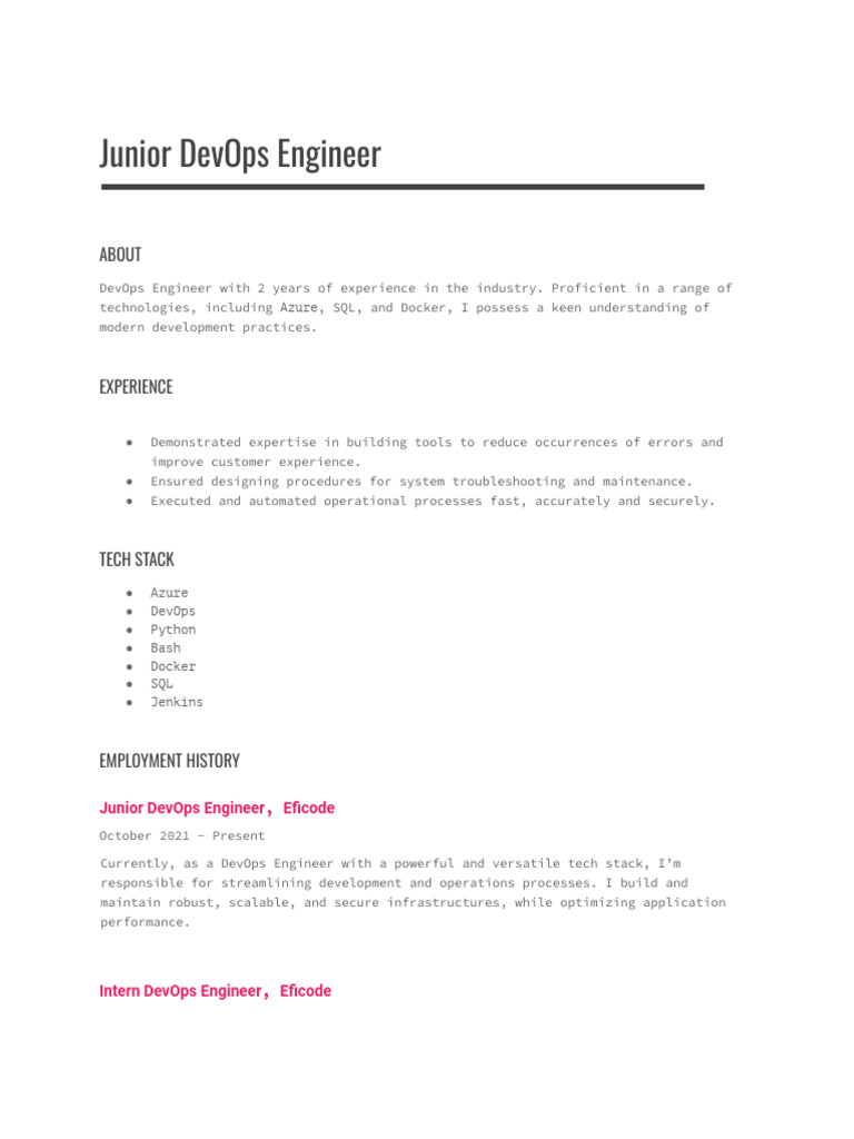 Junior DevOps Engineer | PDF
