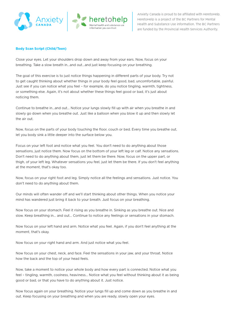 Body Scan Meditation Script for Kids | PDF