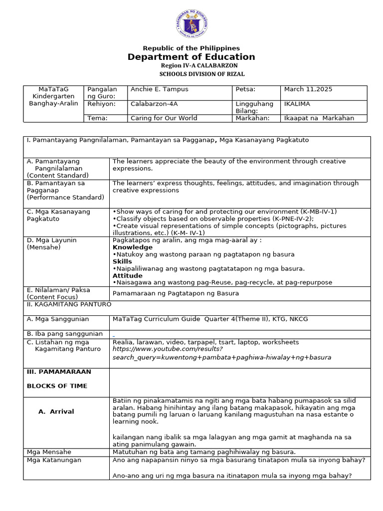 Cot Kinder q4 w5 | PDF