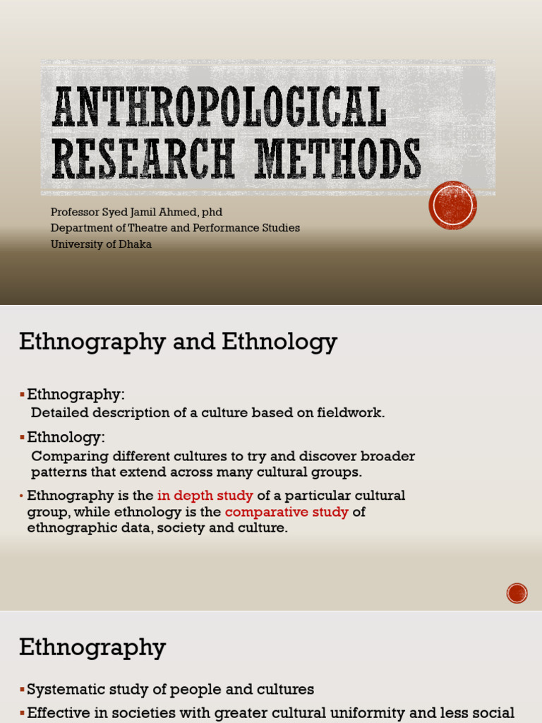 Anthropological Research Method | PDF | Ethnography | Methodology