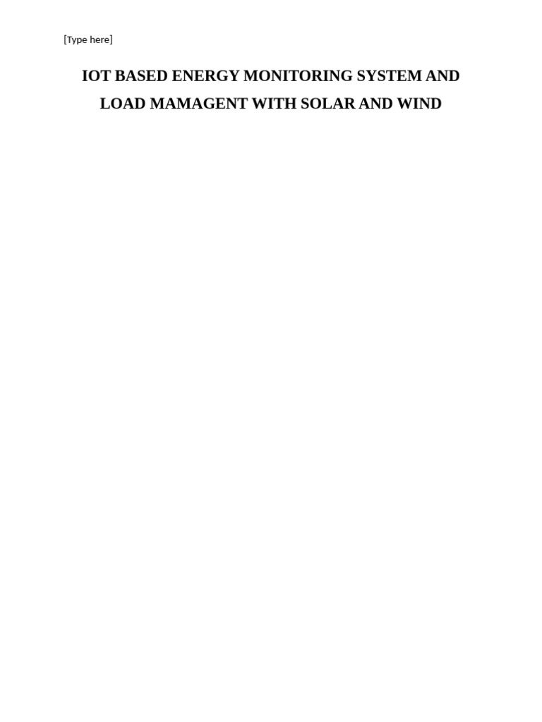 ENERGY LOAD MANAGEMENT Report | PDF | Internet Of Things | Wind Power