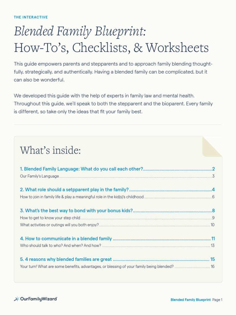 Ourfamilywizard Blended Family Blueprint Fillable | PDF | Stepfamily ...